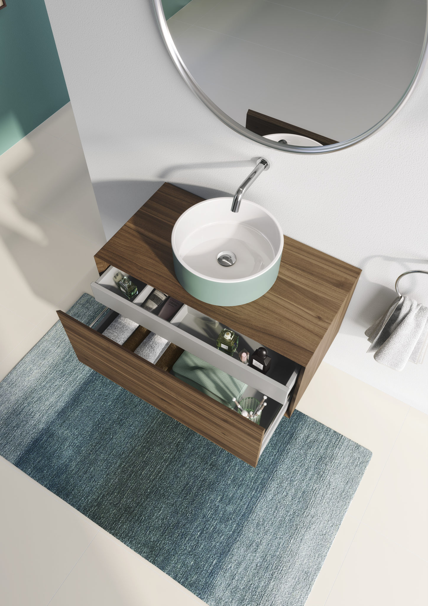 Sanindusa View badkamermeubel LED901 walnut | Life Moments Sanitair