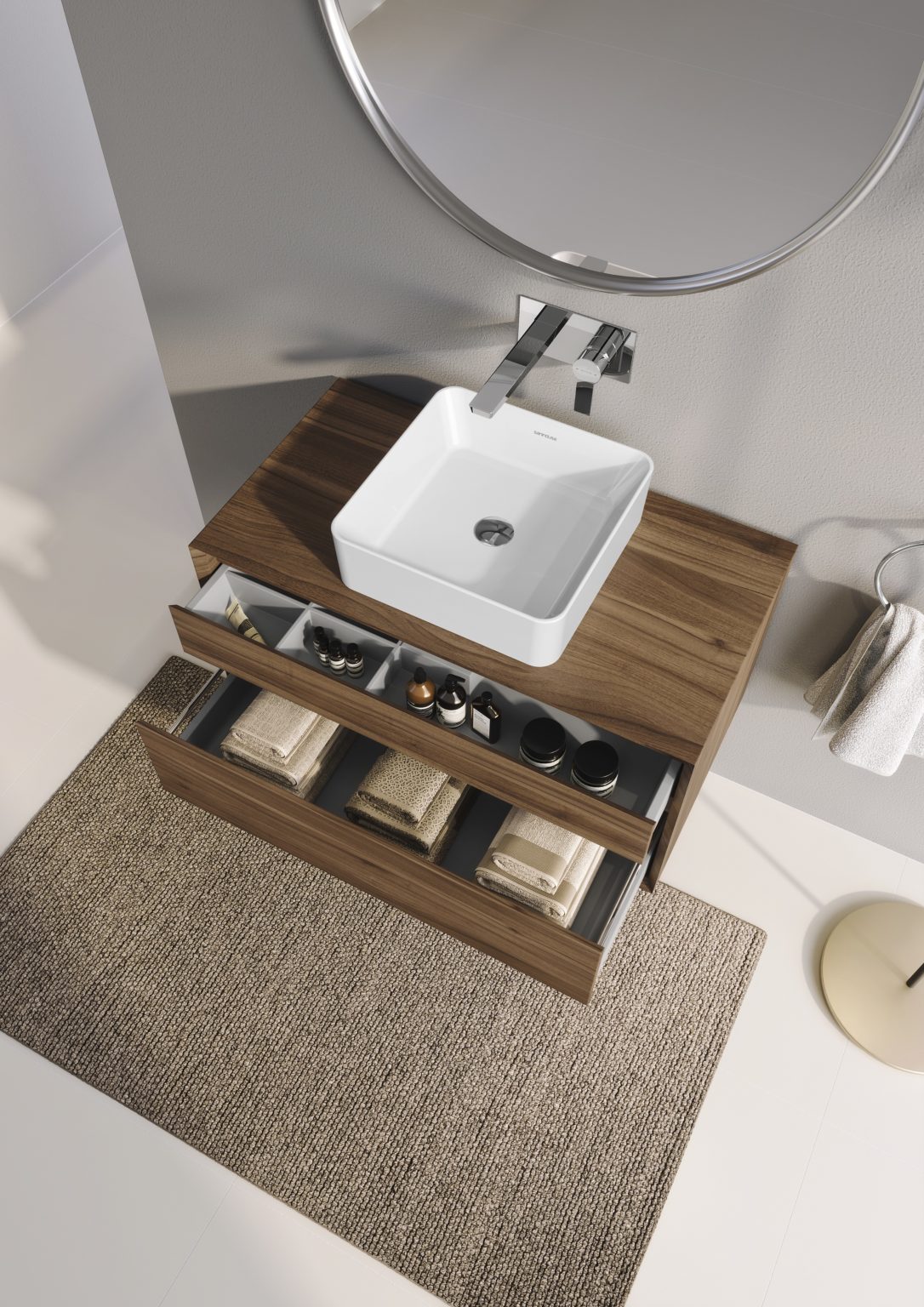 Sanindusa View badkamermeubel LED902 walnut | Life Moments Sanitair